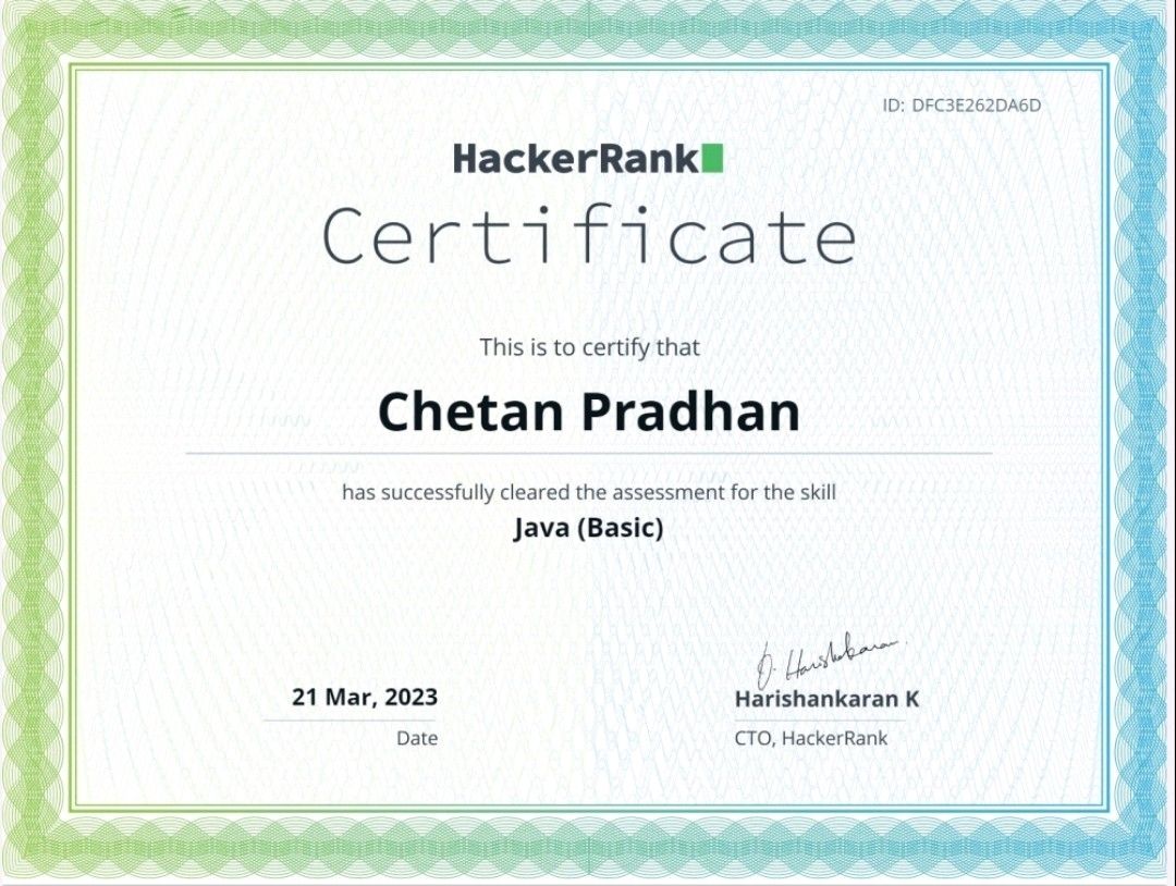 Chetan Pradhan on LinkedIn: #hackerrank #java Chetan Pradhan on LinkedIn: #hackerrank #java