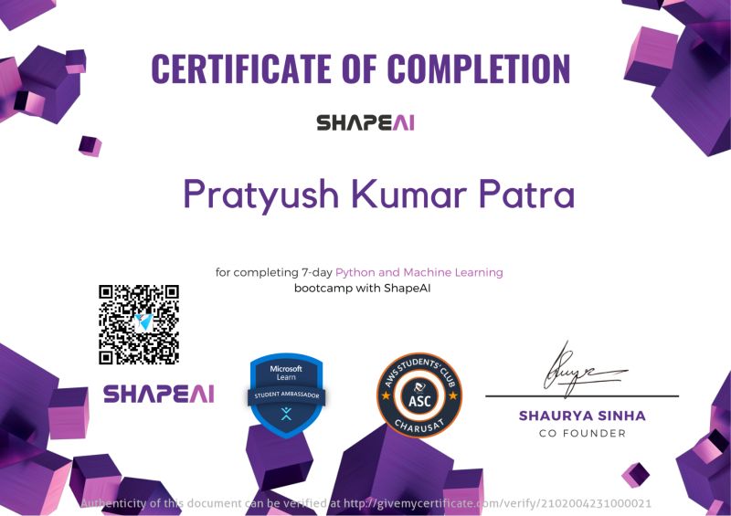 Pratyush Kumar Patra on LinkedIn: #shapeai #pythonprogramming # ... Pratyush Kumar Patra on LinkedIn: #shapeai #pythonprogramming # ...