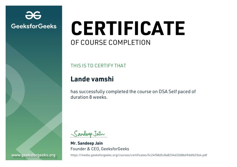 Lande Vamshi on LinkedIn: #connections #dsa #geeksforgeeks #datastructures… Lande Vamshi on LinkedIn: #connections #dsa #geeksforgeeks #datastructures…