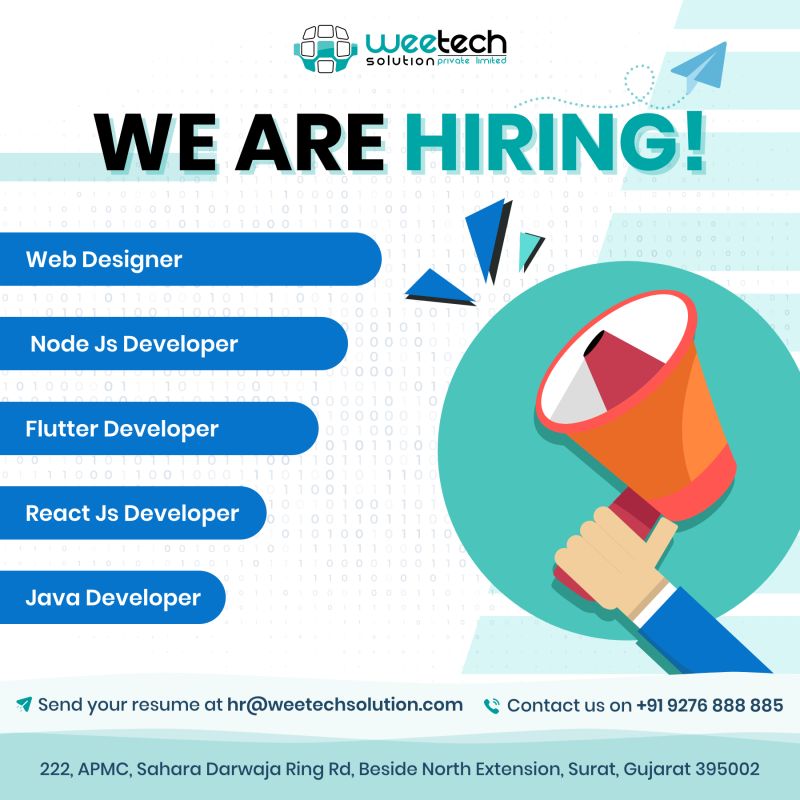WeeTech Solution Pvt Ltd on LinkedIn: #openpositions #web #nodejs # ... WeeTech Solution Pvt Ltd on LinkedIn: #openpositions #web #nodejs # ...