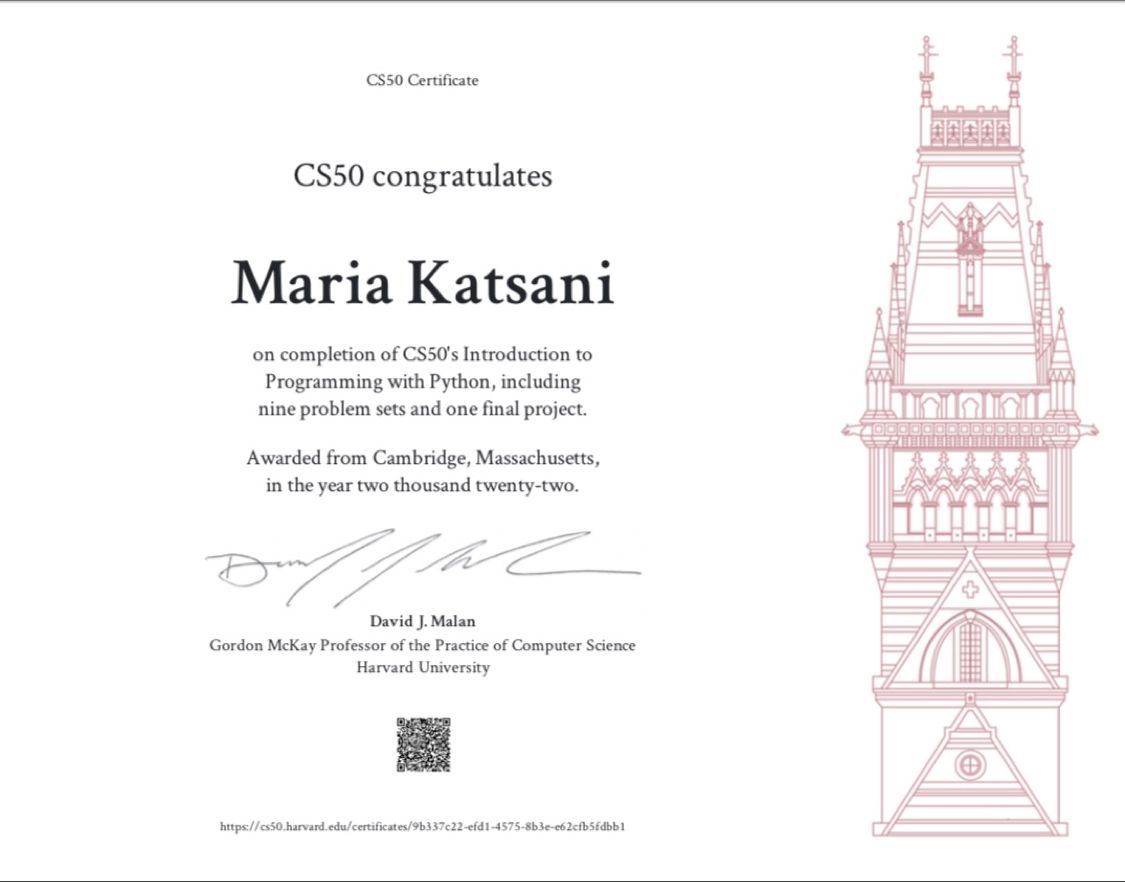 Maria Katsani on LinkedIn: #cs50 #py #python #programming # ... Maria Katsani on LinkedIn: #cs50 #py #python #programming # ...