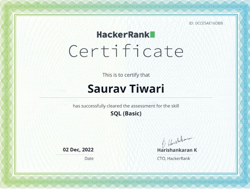Saurav Tiwari on LinkedIn: #sqldeveloper #sql #hackerrank #developer Saurav Tiwari on LinkedIn: #sqldeveloper #sql #hackerrank #developer