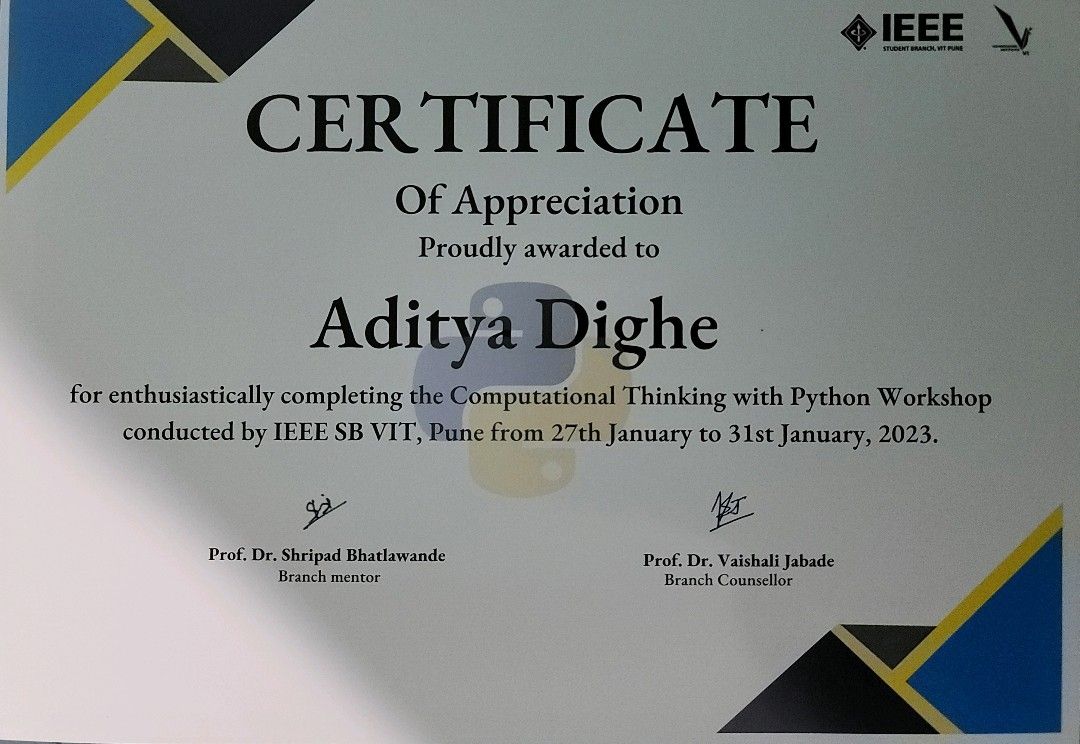 Aditya Dighe on LinkedIn: Thank you @IEEE Student Branch VIT Pune for ... Aditya Dighe on LinkedIn: Thank you @IEEE Student Branch VIT Pune for ...