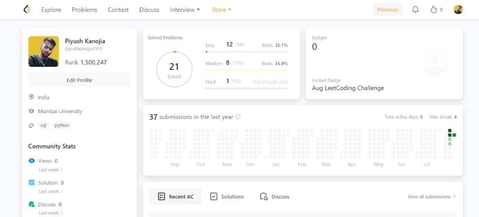 Piyush Kanojia on LinkedIn: #leetcode #coding #python #python3 #sql Piyush Kanojia on LinkedIn: #leetcode #coding #python #python3 #sql
