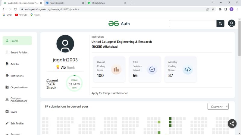 Jagdamba Tripathi on LinkedIn: #gfg #geeksforgeeks #coding #geek Jagdamba Tripathi on LinkedIn: #gfg #geeksforgeeks #coding #geek