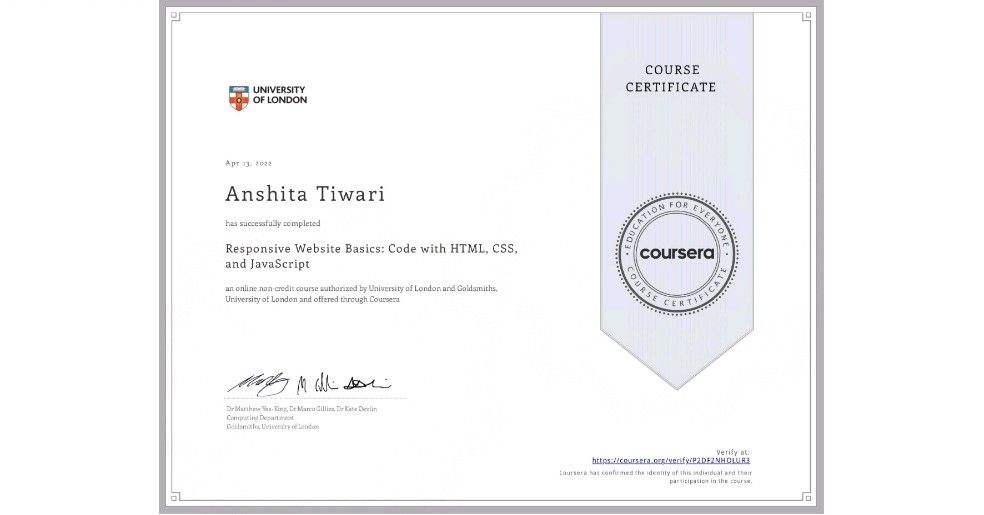 Anshita Tiwari on LinkedIn: certified responsive website..HTMl, CSS ... Anshita Tiwari on LinkedIn: certified responsive website..HTMl, CSS ...