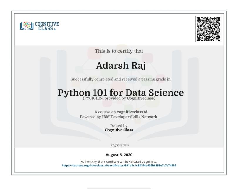 Adarsh Raj on LinkedIn: #ibmdatascience #pythonfordatascience # ... Adarsh Raj on LinkedIn: #ibmdatascience #pythonfordatascience # ...