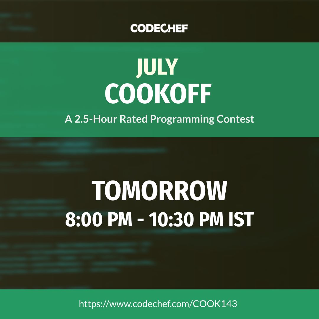 CodeChef on LinkedIn: #codechef #coding #codinglife #dsa CodeChef on LinkedIn: #codechef #coding #codinglife #dsa