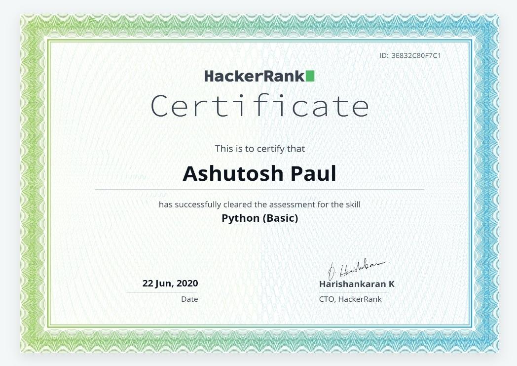 Ashutosh Paul on LinkedIn: #python #certified #coding #programming # ... Ashutosh Paul on LinkedIn: #python #certified #coding #programming # ...
