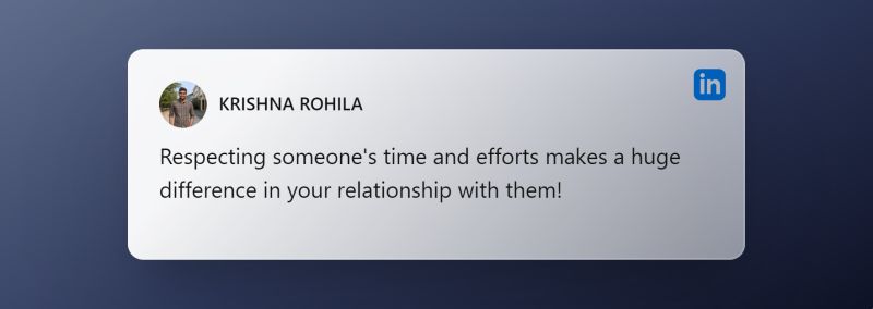 KRISHNA ROHILA on LinkedIn: #time #efforts #respect #linkedinforcreators KRISHNA ROHILA on LinkedIn: #time #efforts #respect #linkedinforcreators