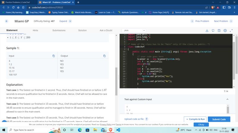 Nandini Khetrapal on LinkedIn: #codechef #miamigp #java #problemsolving ... Nandini Khetrapal on LinkedIn: #codechef #miamigp #java #problemsolving ...
