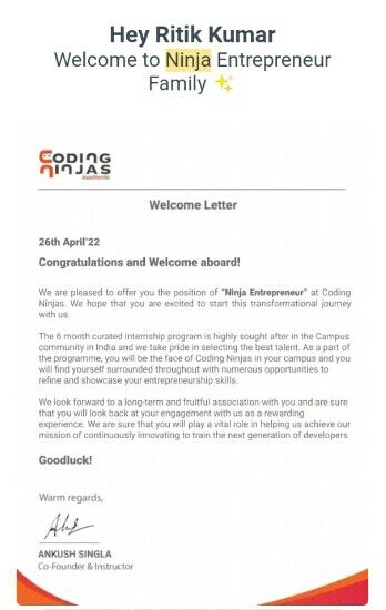 RITIK KUMAR SINGH on LinkedIn: #codingninjas RITIK KUMAR SINGH on LinkedIn: #codingninjas