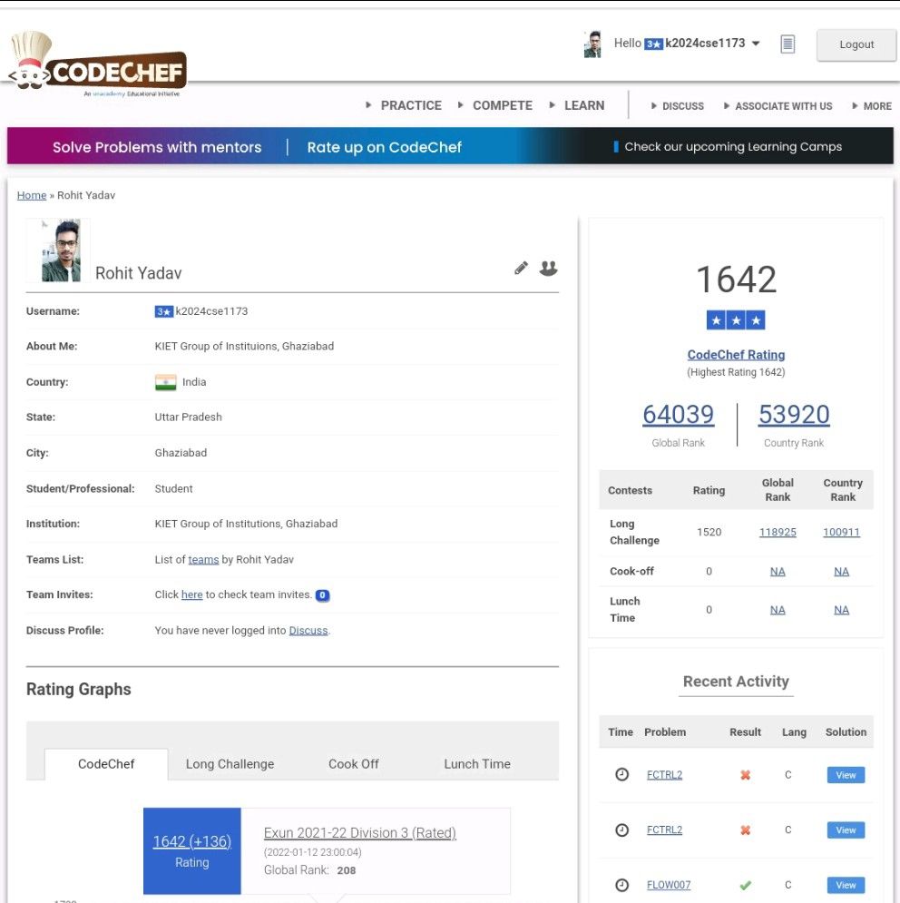 Rohit Yadav on LinkedIn: #codechef #exun2021 Rohit Yadav on LinkedIn: #codechef #exun2021
