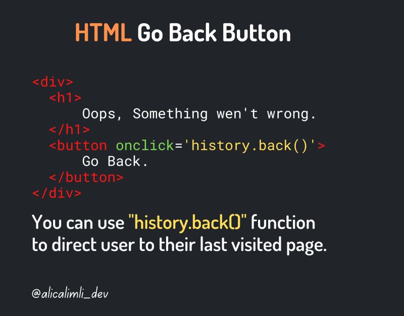 Ali Calimli on LinkedIn: HTML Go Back Button 👇 Ali Calimli on LinkedIn: HTML Go Back Button 👇