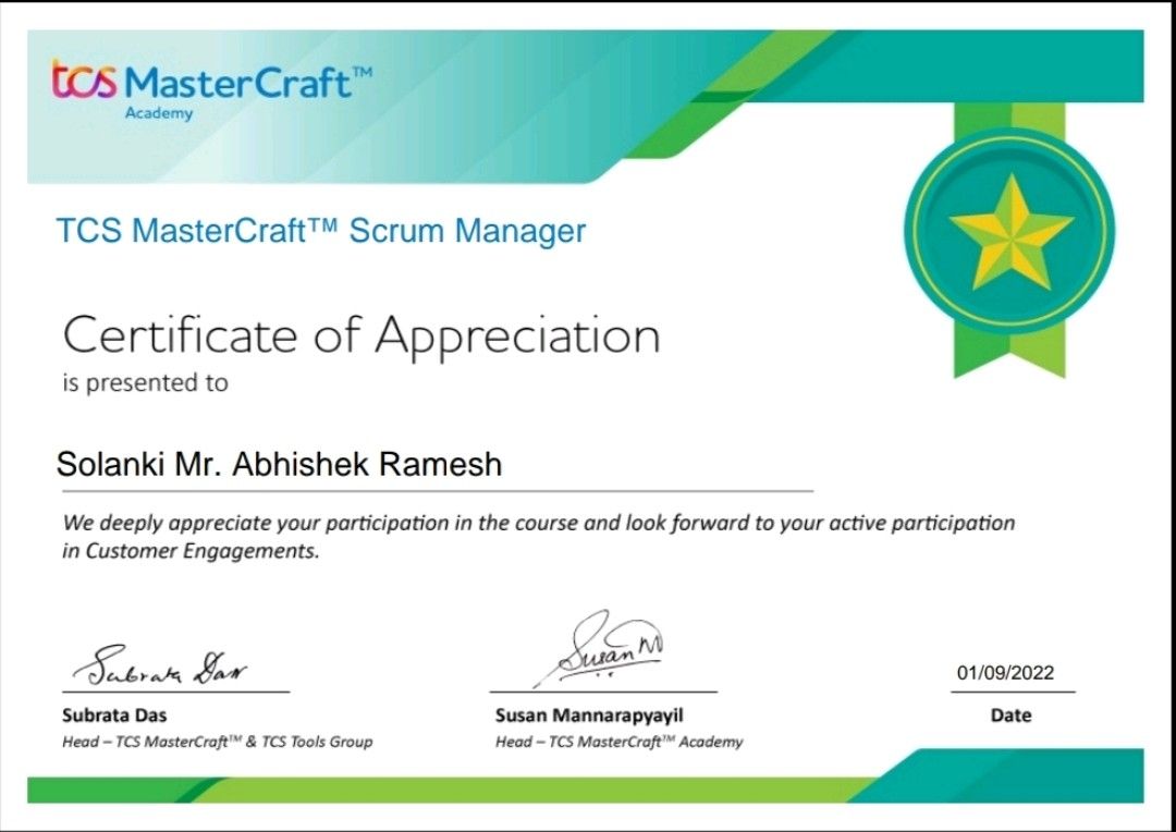 Abhishek Solanki on LinkedIn: #tcs #certificateofappreciation Abhishek Solanki on LinkedIn: #tcs #certificateofappreciation