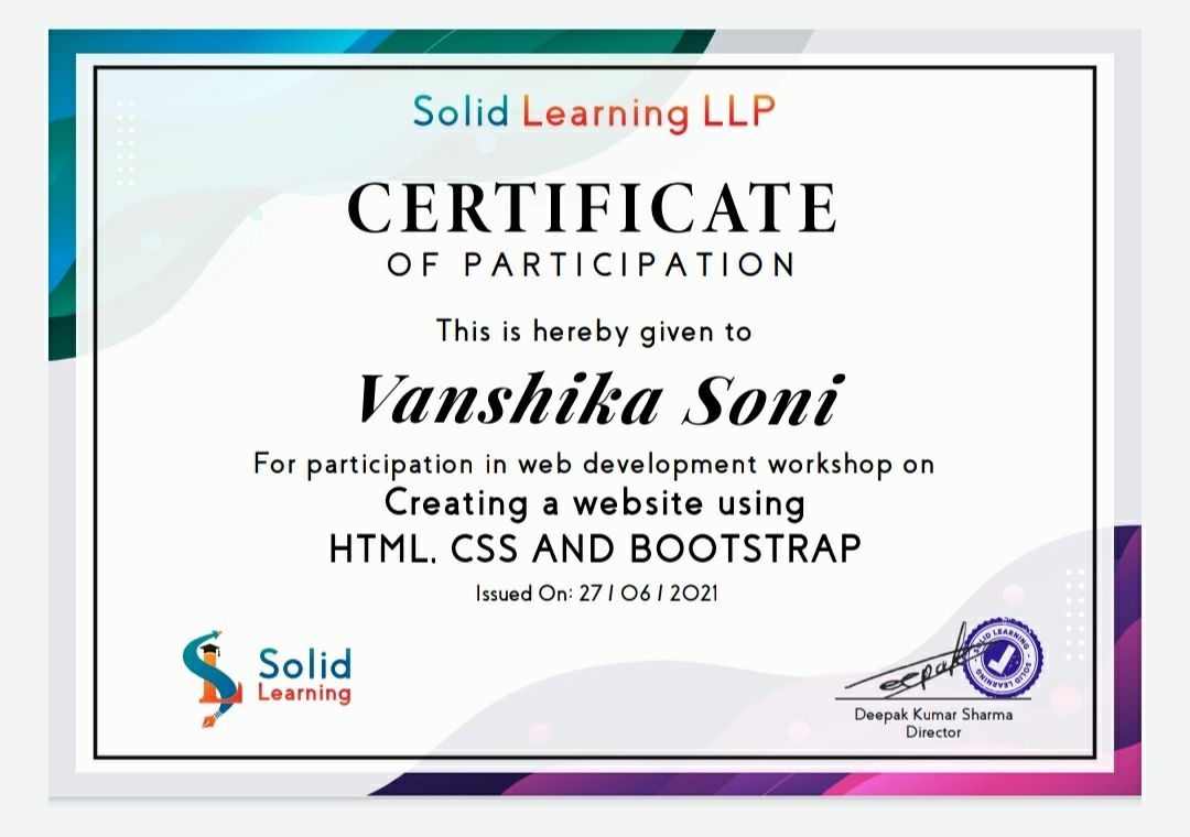 Vanshika Soni on LinkedIn: @solid learning LLP Vanshika Soni on LinkedIn: @solid learning LLP