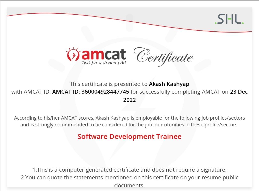 AKASH KASHYAP on LinkedIn: #amcat #shl #aspiring #bussinessanalyst # ... AKASH KASHYAP on LinkedIn: #amcat #shl #aspiring #bussinessanalyst # ...
