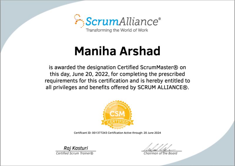 Maniha Arshad on LinkedIn: #scrum #scrumalliance #scrummaster #agile # ... Maniha Arshad on LinkedIn: #scrum #scrumalliance #scrummaster #agile # ...