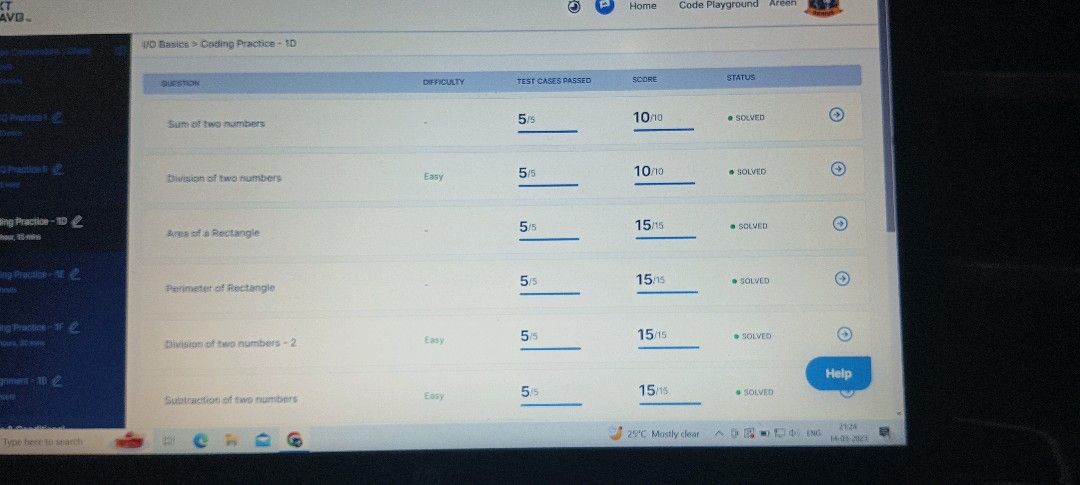 Areen Chouksey on LinkedIn: First I/O Python Coding Practice Completed ... Areen Chouksey on LinkedIn: First I/O Python Coding Practice Completed ...