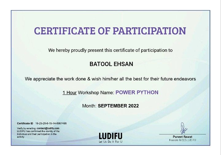 Batool Ehsan sur LinkedIn : #python #workshop #pythonprogramming # ... Batool Ehsan sur LinkedIn : #python #workshop #pythonprogramming # ...