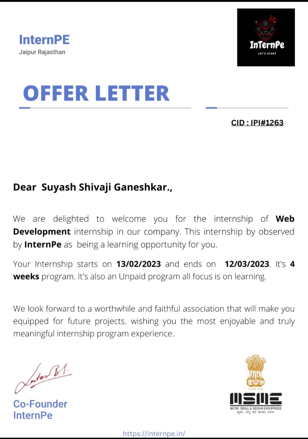Suyash Ganeshkar on LinkedIn: #internship #webdevelopment Suyash Ganeshkar on LinkedIn: #internship #webdevelopment