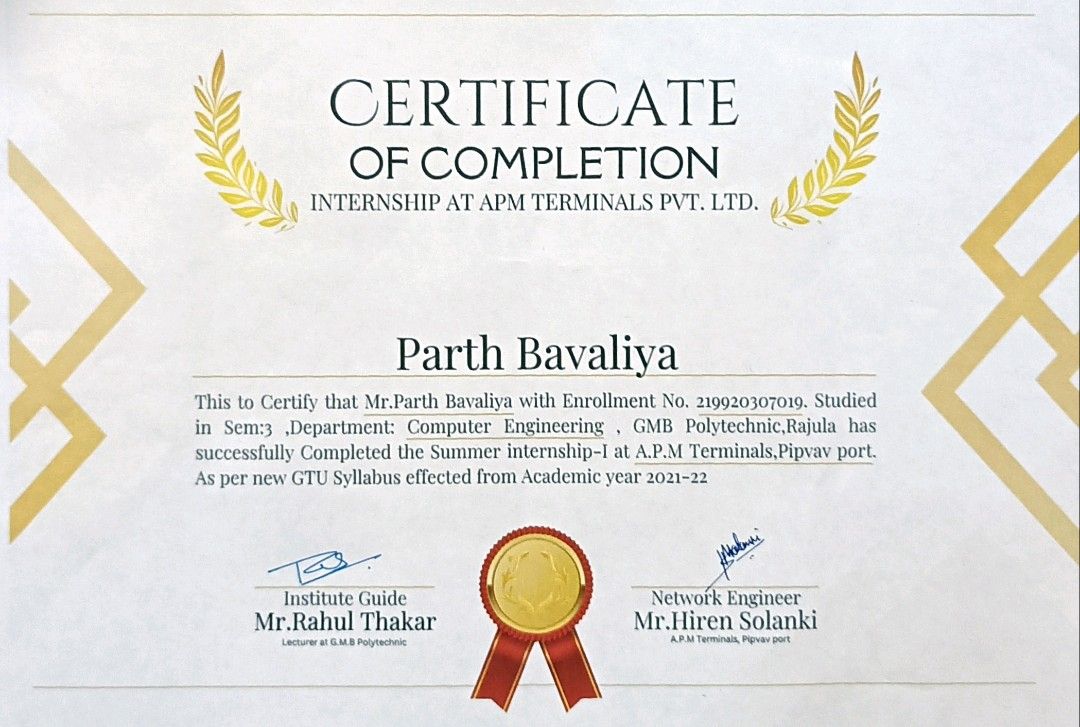 PARTH BAVALIYA on LinkedIn: #internshipcompletion PARTH BAVALIYA on LinkedIn: #internshipcompletion