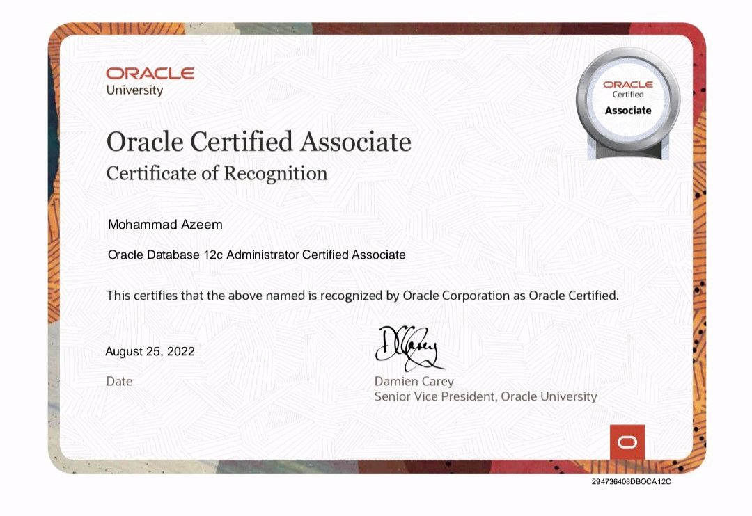 MOHAMMAD AZEEM on LinkedIn: #oracle MOHAMMAD AZEEM on LinkedIn: #oracle