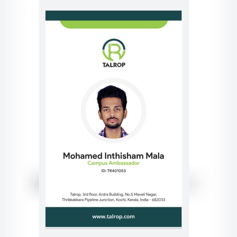 Mohamed Inthisham M on LinkedIn: #talrop #campusambassador Mohamed Inthisham M on LinkedIn: #talrop #campusambassador