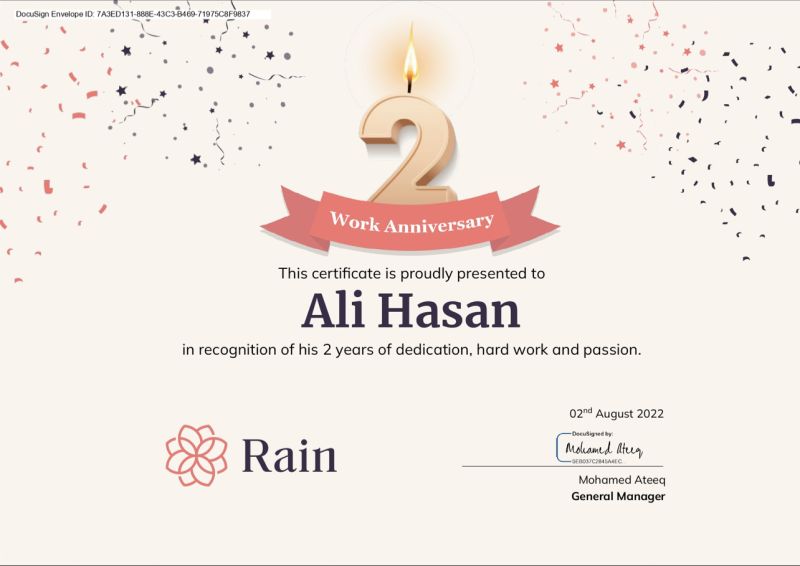 Ali Naser on LinkedIn: Celebrating 2 years at Rain Ali Naser on LinkedIn: Celebrating 2 years at Rain