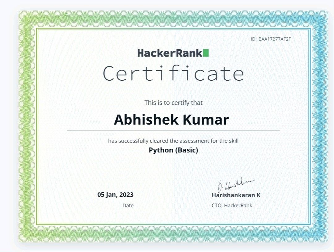 Abhishek Kumar on LinkedIn: #Python#Hackerrank Abhishek Kumar on LinkedIn: #Python#Hackerrank