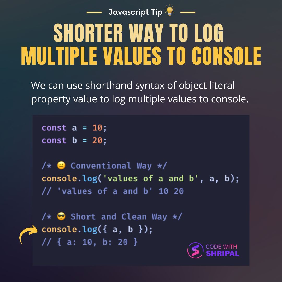 Shripal Soni on LinkedIn: Javascript Tip 💡 A shorter and cleaner way to ... Shripal Soni on LinkedIn: Javascript Tip 💡 A shorter and cleaner way to ...