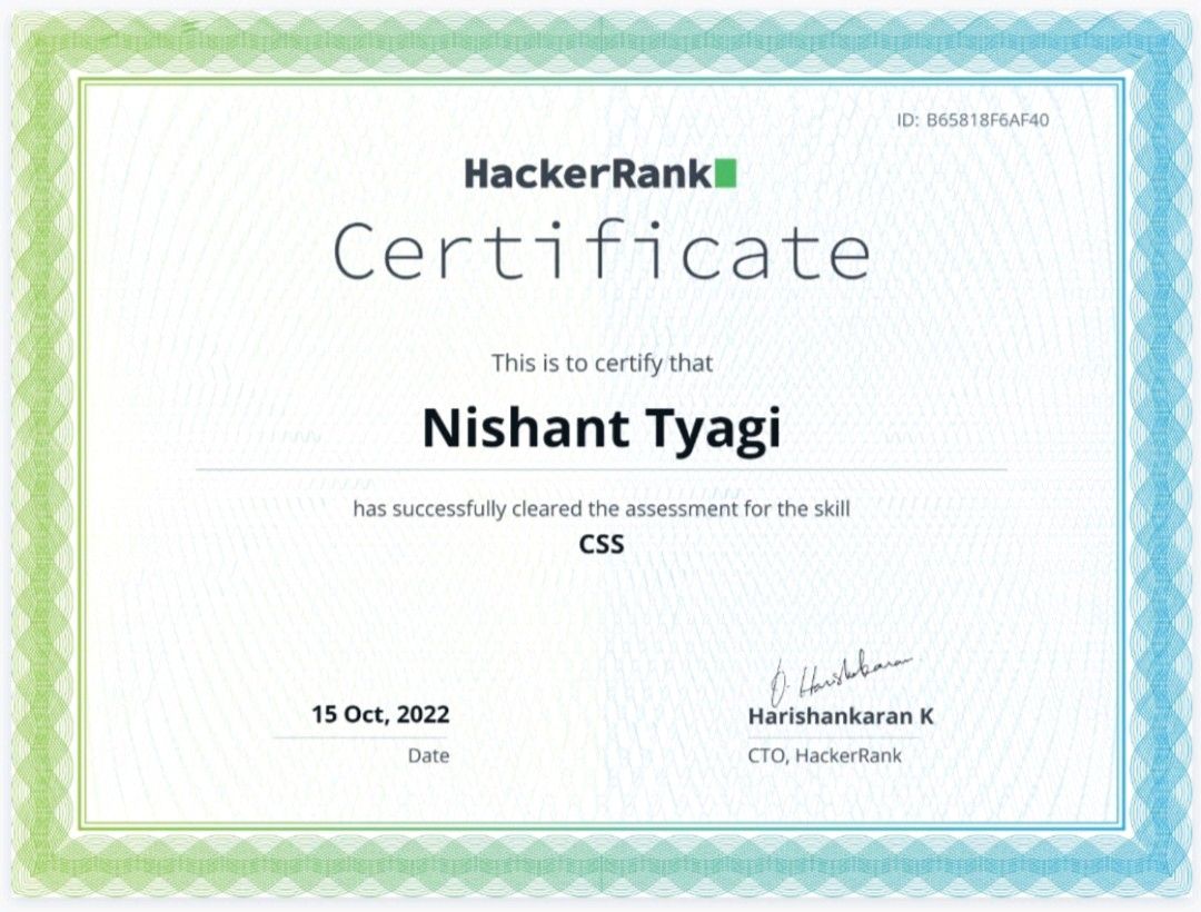 Nishant Tyagi on LinkedIn: #css #css #hackerrank #learning #thankyou # ... Nishant Tyagi on LinkedIn: #css #css #hackerrank #learning #thankyou # ...