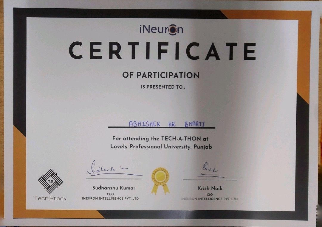 Abhishek Kumar Bharti on LinkedIn: #techathon #coding #hackathon #india Abhishek Kumar Bharti on LinkedIn: #techathon #coding #hackathon #india