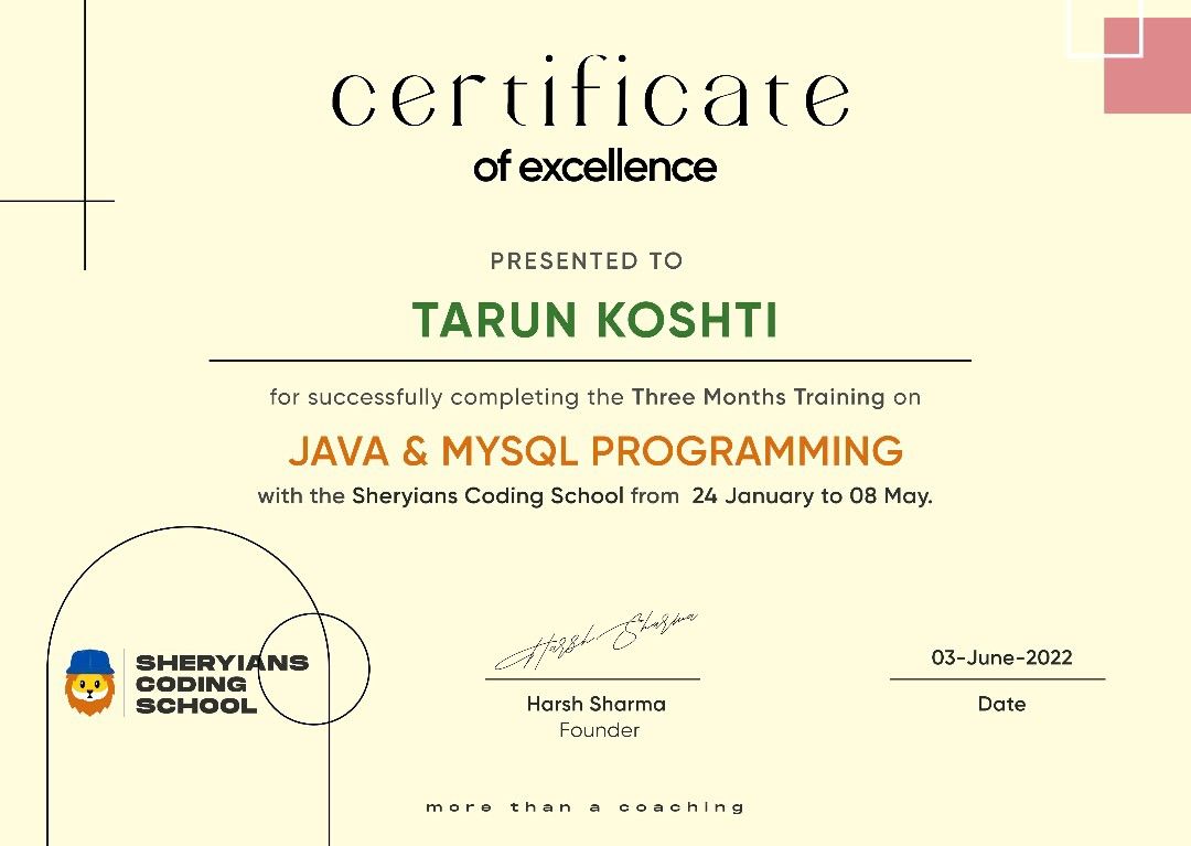 Tarun Koshti on LinkedIn: #java #experience #mysql #coding #share Tarun Koshti on LinkedIn: #java #experience #mysql #coding #share