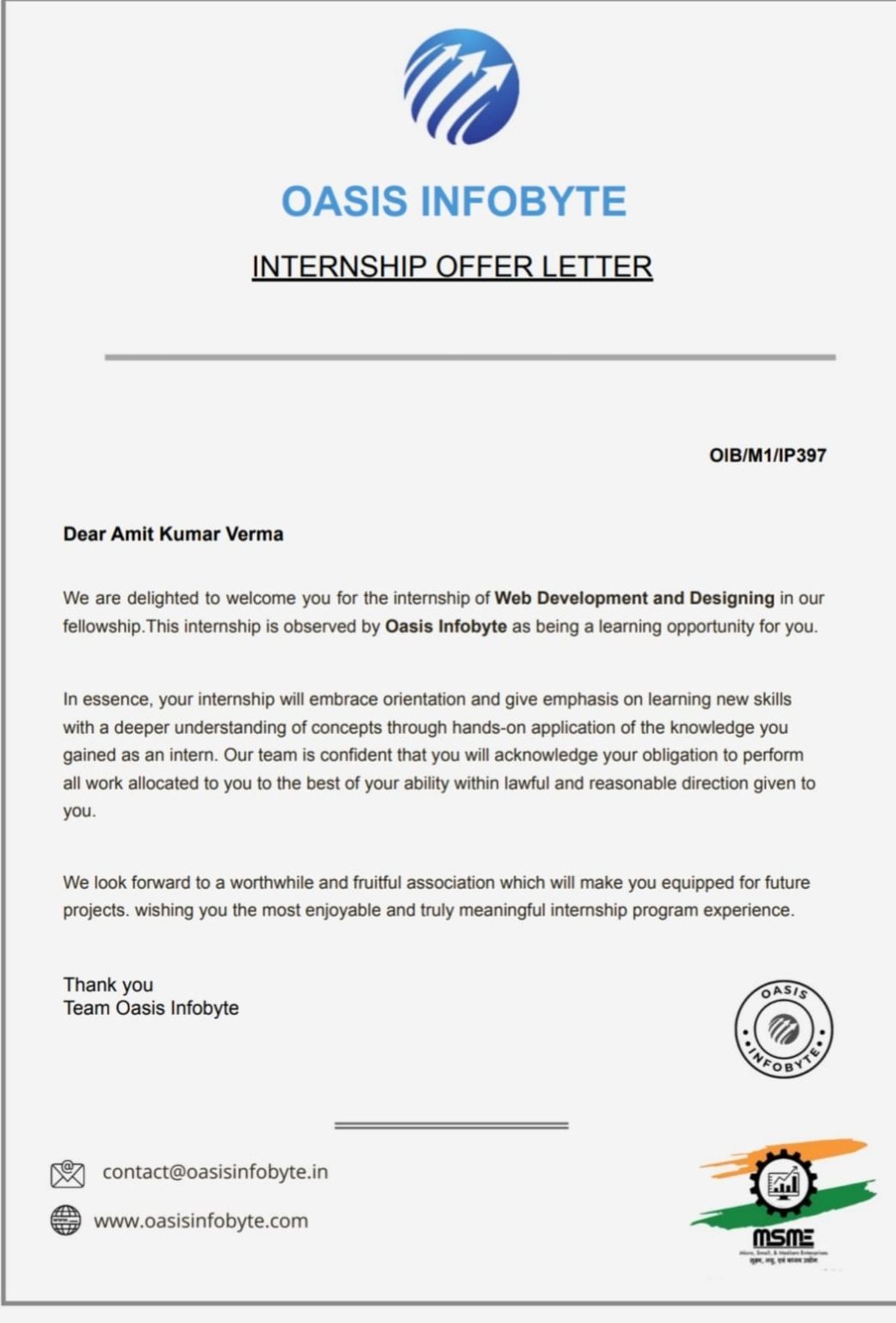 Amit Kumar Verma on LinkedIn: #oasisinfobyte #webdevelopment #intern Amit Kumar Verma on LinkedIn: #oasisinfobyte #webdevelopment #intern
