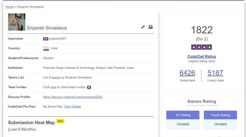 Sriyansh Srivastava on LinkedIn: #coding #codechef #4star | 32 comments Sriyansh Srivastava on LinkedIn: #coding #codechef #4star | 32 comments