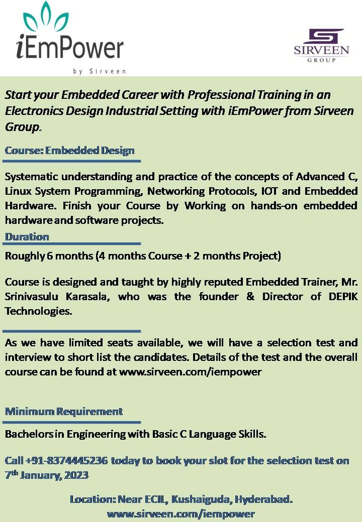 iEmPower By Sirveen on LinkedIn: #embeddedsystems #embeddedtraining # ... iEmPower By Sirveen on LinkedIn: #embeddedsystems #embeddedtraining # ...