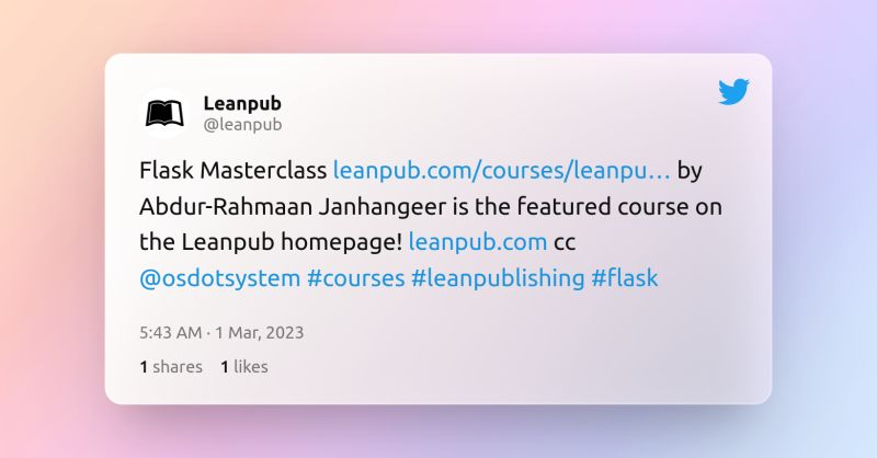 Abdur-Rahmaan Janhangeer on LinkedIn: #flask #python #leanpub Abdur-Rahmaan Janhangeer on LinkedIn: #flask #python #leanpub