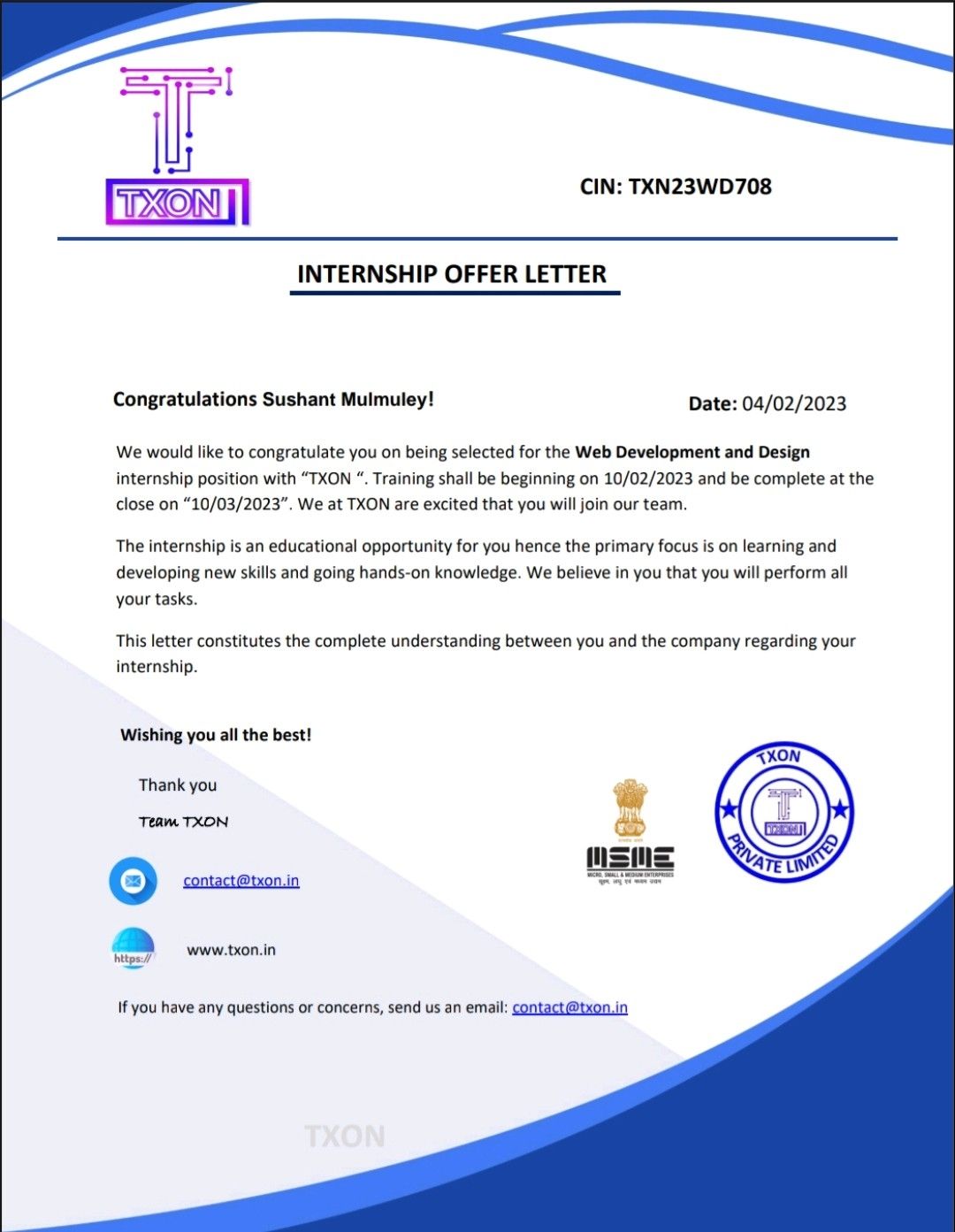 Sushant Mulmuley on LinkedIn: #txon #design #internship #webdevelopment ... Sushant Mulmuley on LinkedIn: #txon #design #internship #webdevelopment ...