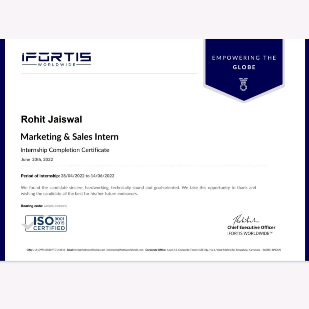 Rohit Jaiswal on LinkedIn: #ifortisworldwide #internship Rohit Jaiswal on LinkedIn: #ifortisworldwide #internship