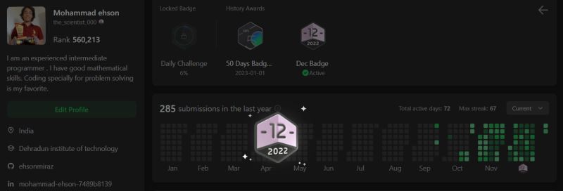 Mohammad Ehson on LinkedIn: #leetcode #streak Mohammad Ehson on LinkedIn: #leetcode #streak