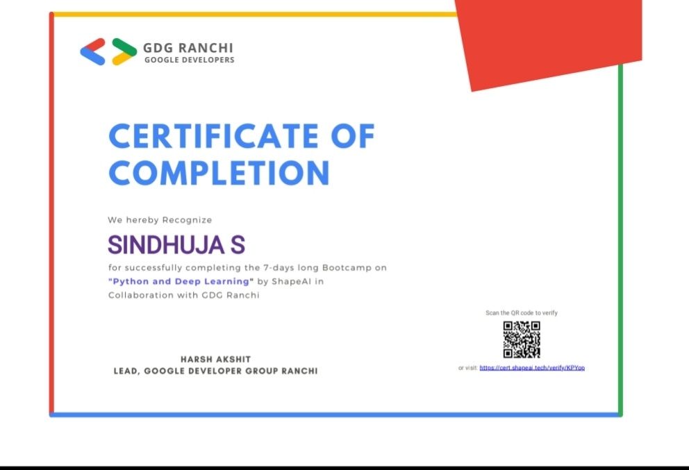 sindhuja sridhar on LinkedIn: successful completed 7 days bootcamp sindhuja sridhar on LinkedIn: successful completed 7 days bootcamp