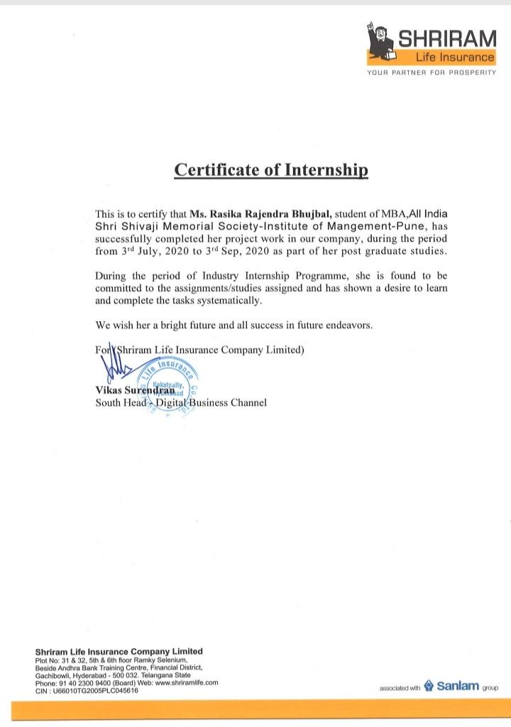 Rasika Bhujbal on LinkedIn: #internship Rasika Bhujbal on LinkedIn: #internship