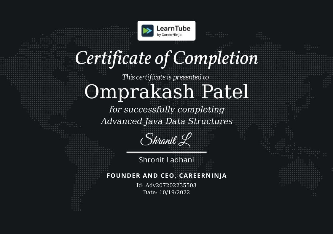 Omprakash Patel on LinkedIn: #certificateofcompletion #java Omprakash Patel on LinkedIn: #certificateofcompletion #java