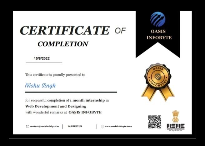 Nishu Singh on LinkedIn: #internship #webdevelopment Nishu Singh on LinkedIn: #internship #webdevelopment
