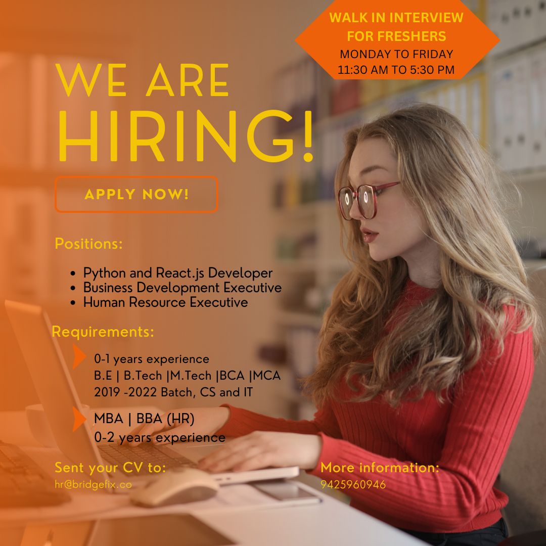 BridgeFix Technology on LinkedIn: #hiringnow #hiring #pythondeveloper # ... BridgeFix Technology on LinkedIn: #hiringnow #hiring #pythondeveloper # ...