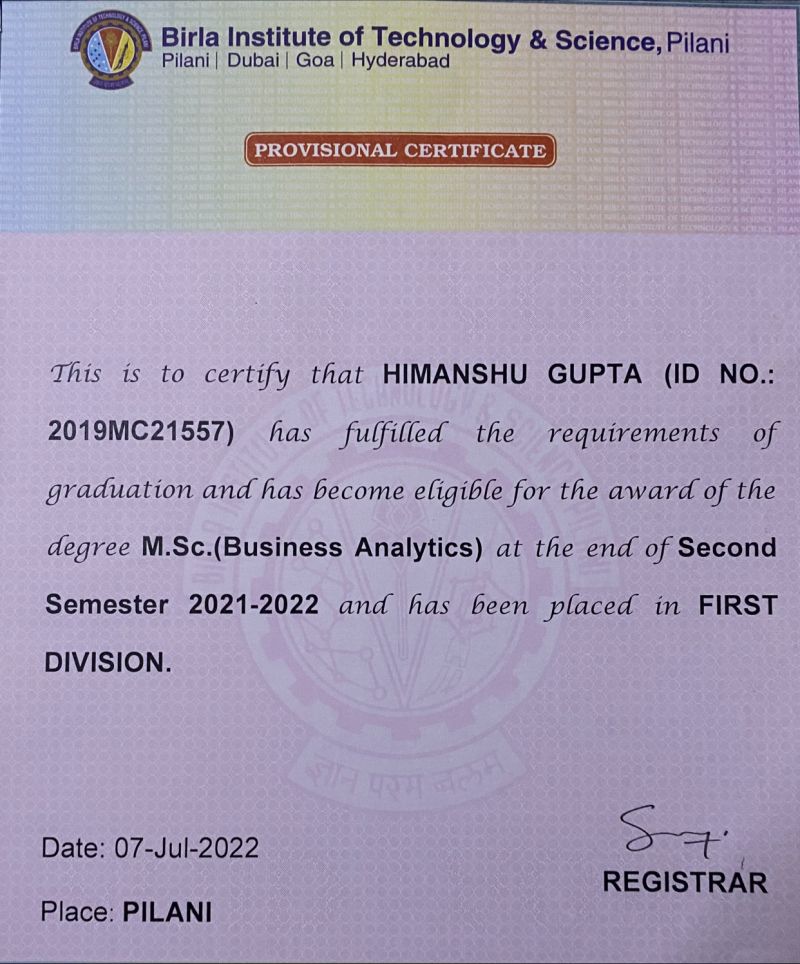 Himanshu Gupta on LinkedIn: #masters #businessanalytics #bitspilani Himanshu Gupta on LinkedIn: #masters #businessanalytics #bitspilani