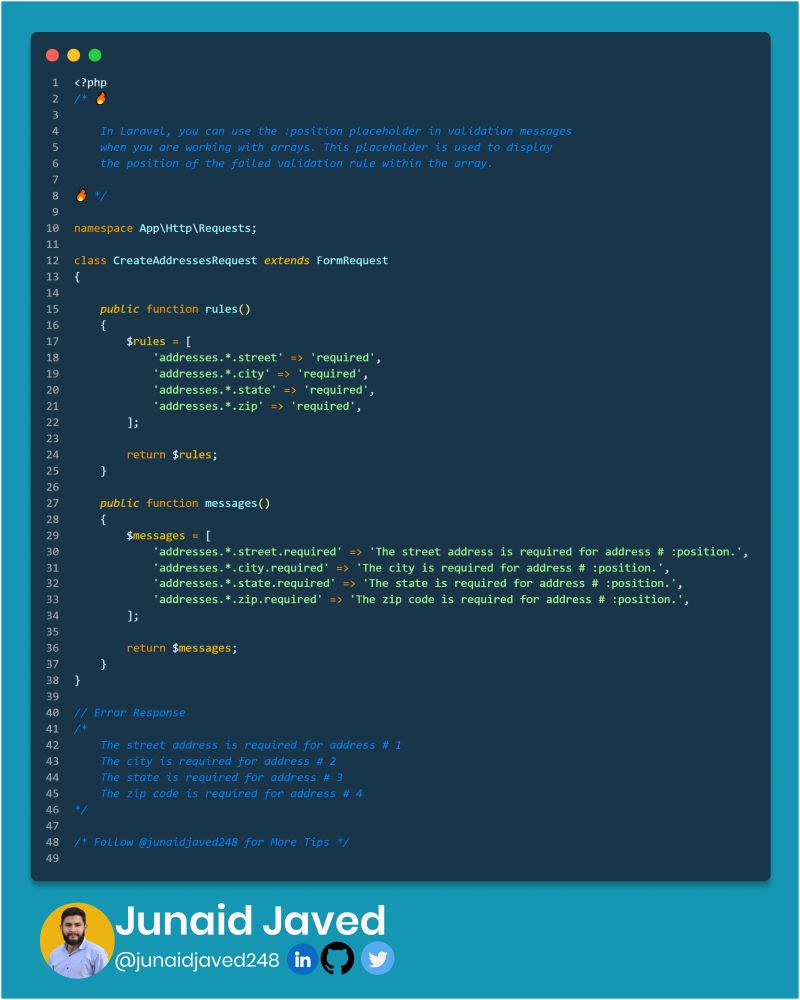Junaid Javed 🇵🇰 on LinkedIn: #phptip #php #php8 #laravel9 #laravelphp # ... Junaid Javed 🇵🇰 on LinkedIn: #phptip #php #php8 #laravel9 #laravelphp # ...