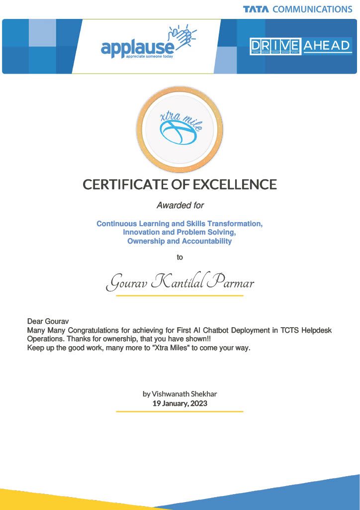 Gourav Parmar on LinkedIn: I am truly humbled to receive this Extra ... Gourav Parmar on LinkedIn: I am truly humbled to receive this Extra ...
