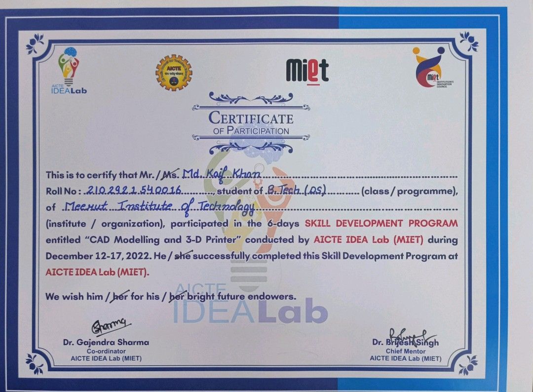 MD KAIF KHAN on LinkedIn: #aicte #miet MD KAIF KHAN on LinkedIn: #aicte #miet